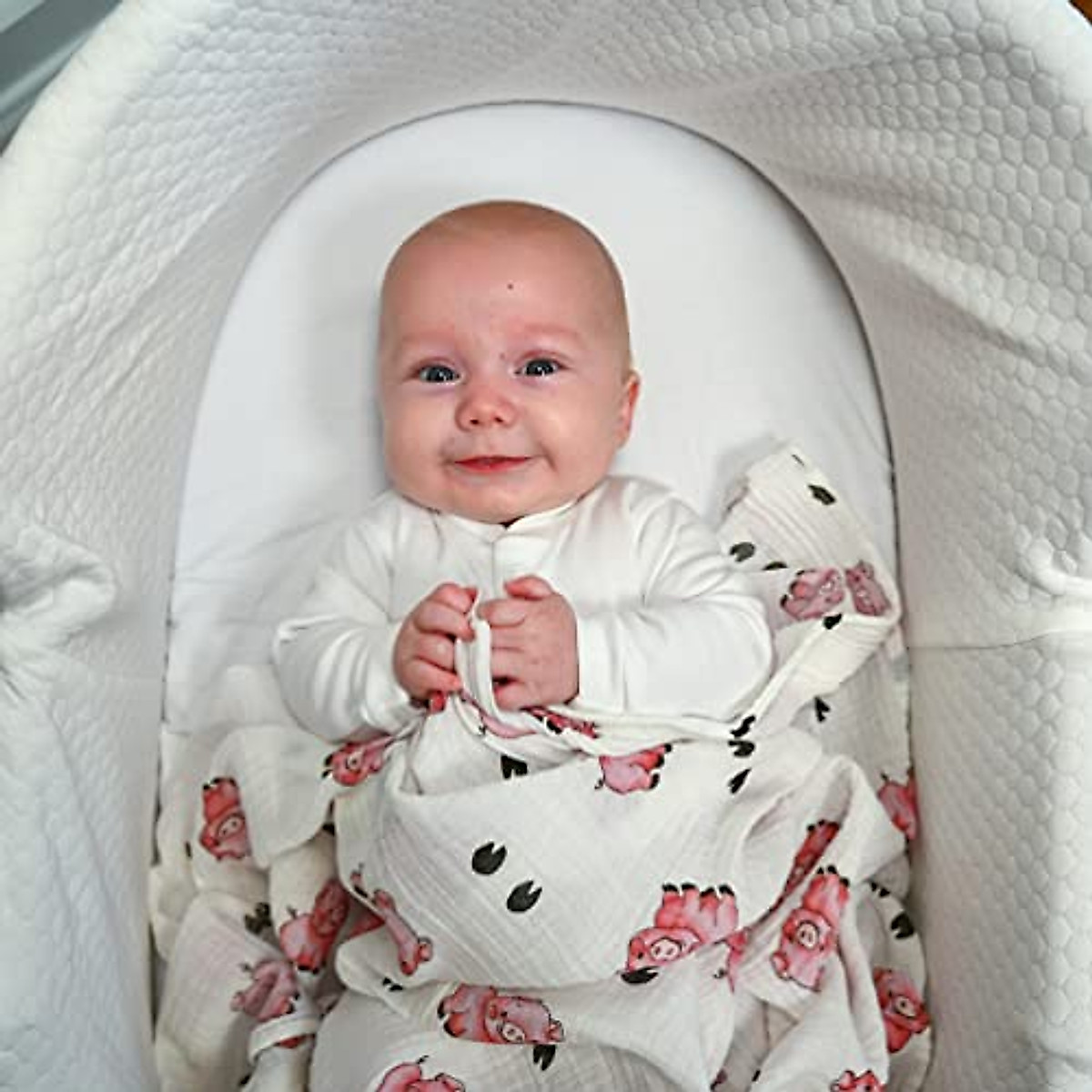 LollyBanks Swaddle Blanket | 100% Muslin Cotton | Gender Neutral Newborn and Baby Nursery Essentials for Girls and Boys, Registry | Farm 3 Pack