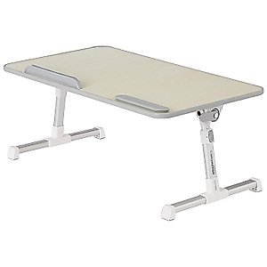 Amazon Basics Adjustable Tray Table Lap Desk Fits up to 17-Inch Laptop, Large, 13"x24", Cream