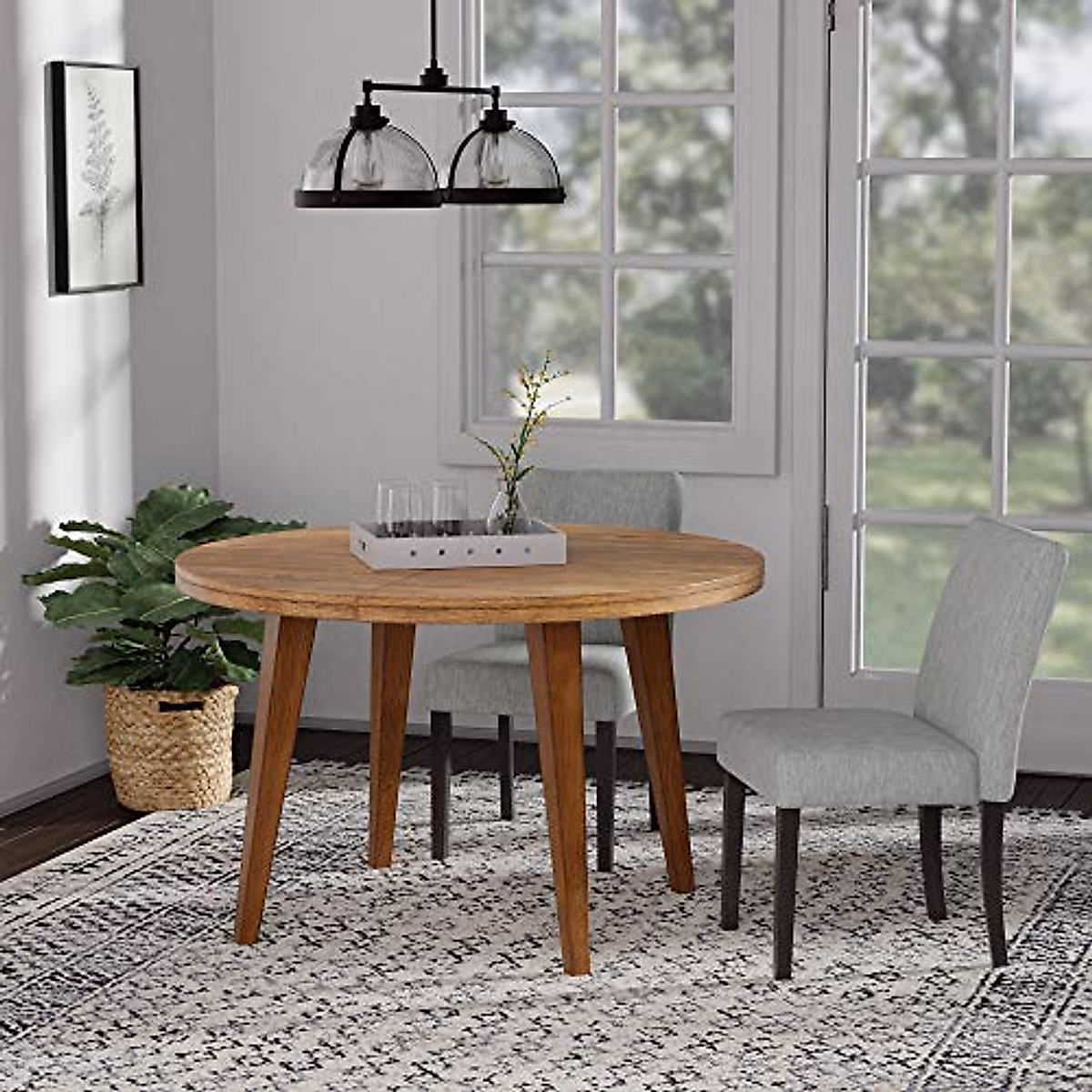 Amazon Brand – Stone & Beam Linden Classic Upholstered Dining Chair, 18.9"W, Set of 2, Light Gray