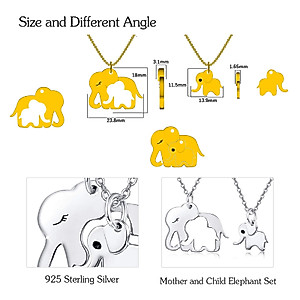 Cuoka Elephant Matching Necklace Sterling Silver Elephant Mother Daughter Pendant,Elephant Matching Jewelry for Women Mom