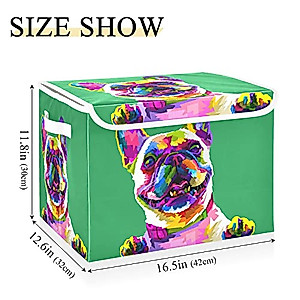 xigua Dog Storage Bins with Lids and Carrying Handle,Foldable Storage Boxes Organizer Containers Baskets Cube with Cover for Home Bedroom Closet Office Nursery
