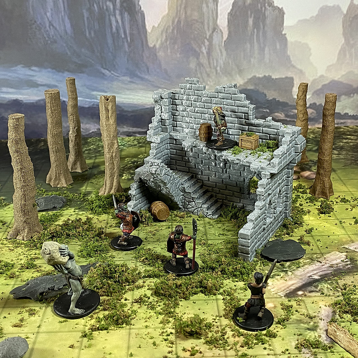 Extruded Gaming Building Ruins Set 3B