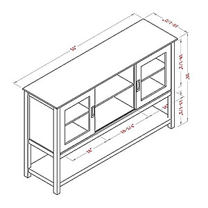 Mixcept 55" Modern and Contemporary Sideboard Buffet Cabinet Wood Console Table Storage Cabinet with Sliding Doors Kitchen Dining Room Furniture, Gray
