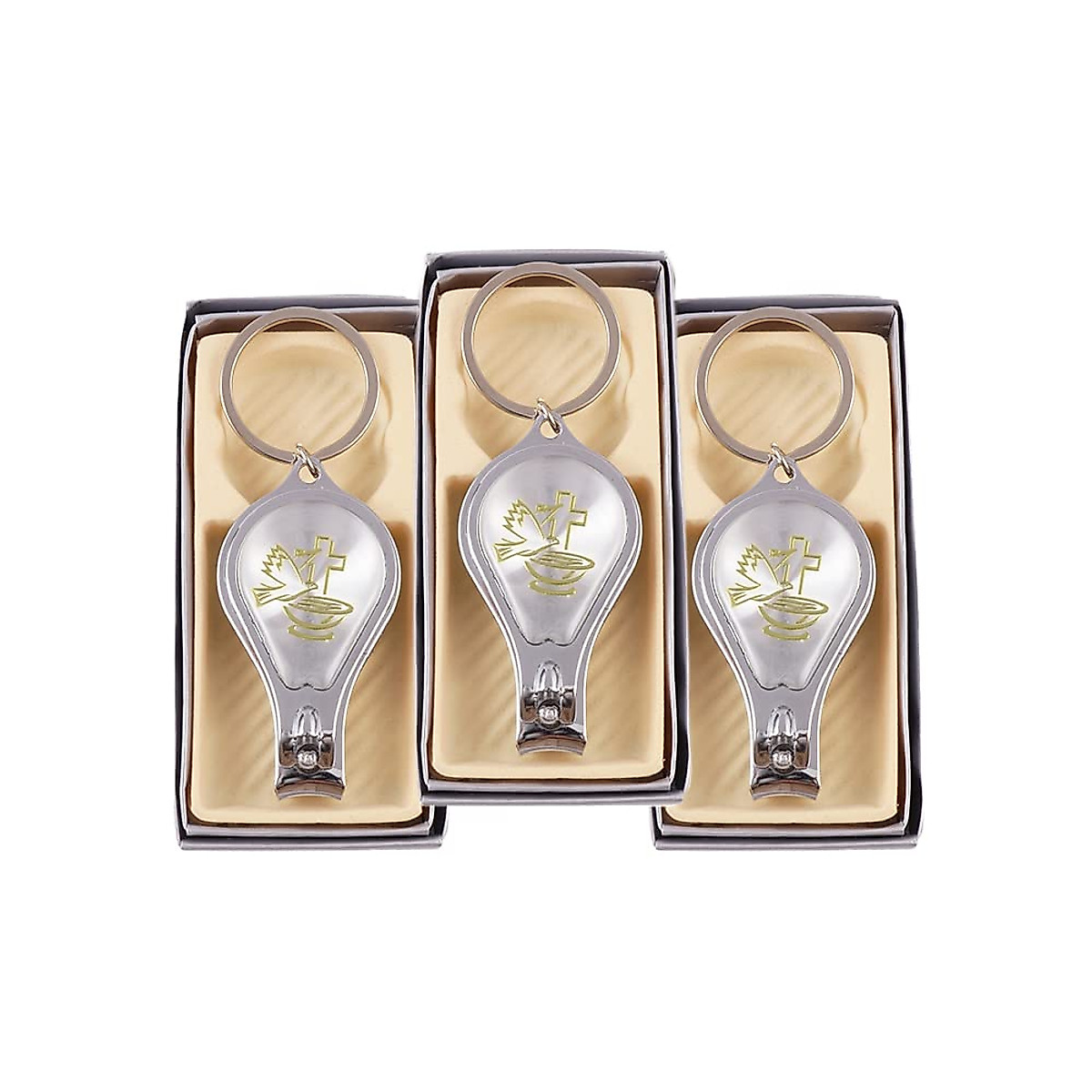 12 Pcs Baptism Holy Spirit Nail Clipper Bottle Opener Keychain Recuerdos de Bautizo First Communion Party Favor