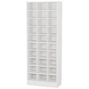 Tribesigns 10-Tier Shoe Storage Cabinet, White Wooden Shoe Rack with 30 Cubbies, Freestanding Tall Entryway Shoe Organizer for Closet, Entryway, Living Room