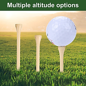 GFGL Golf Tees Durable Bamboo Tees 100Pcs 3-1/4" Friendly Biodegradable Material Reduce Friction Side Spin More Stable (Primary)