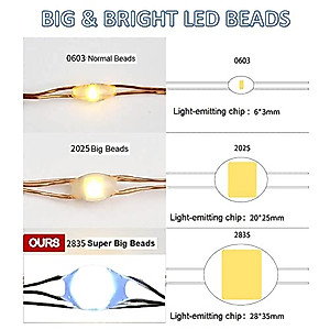 INMKALI Solar String Lights Outdoor Waterproof Big & Super Bright LED Christmas Lights 2-Pack 2400MAH 144FT 400L Fairy Lights 8 Lighting Modes for Garden Patio Tree Party Wedding (Cool White)