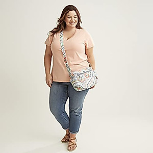 Vera Bradley Women's Cotton on the Go Crossbody Purse, Black Bandana Medallion, One Size