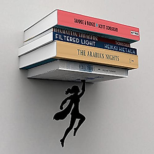 Artori Design Floating Bookshelf for Kids Invisible Shelf - Metal Book Shelf for Wall Decore Book Lovers - Bookshelf Floating Book Shelves for Wall - Superhero Home Decore Bookshelves (Wondershelf)