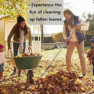 Garden Rake -Small Leaves Rakes for Gardening - 11 Metal Tines 8.5" Wide - 78" Long Handle Leaf Rakes for Lawns Heavy Duty for Yard Lawn Shrub Garden Beds