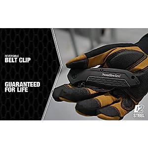 Southwire HBKND2 Edgeforce Hawk Bill Pocket Knife; 2.6" blade; D2 Steel; Stonewash Black Oxide Finish For Corrosion Resistance- Curved Blade For Pull Cuts And Splicing