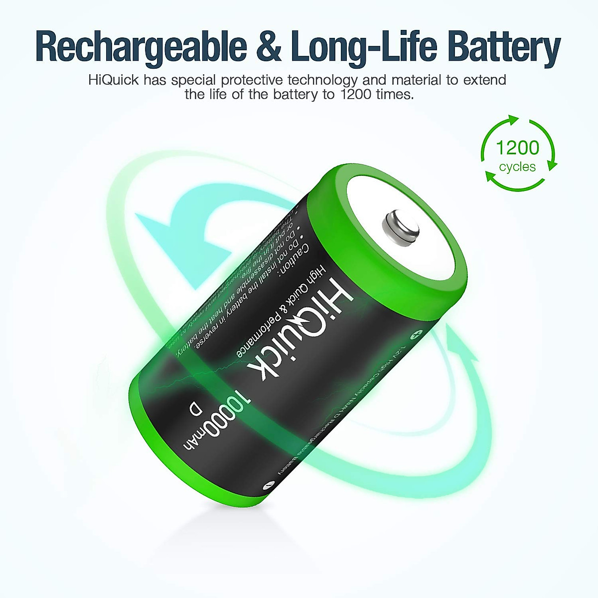 HiQuick D Rechargeable Batteries, 10000mAh 1.2V NiMH Per-Charged D Cell Long Lasting D Size Batteries with Store Boxes(4 Pack)