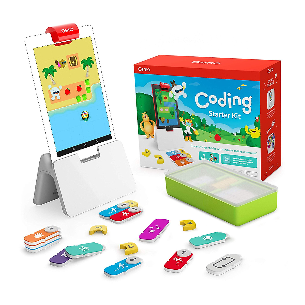 Osmo-Coding Starter Kit for Fire Tablet-3 Educational Learning Games Ages 5-10+-Learn to Code,Coding Basics & Coding Puzzles-STEM Toy Gifts,Boy & Girl(Osmo Fire Tablet Base Included-Amazon Exclusive)