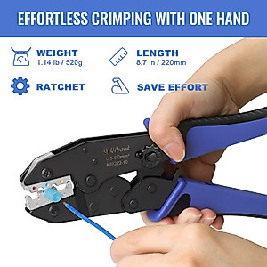 Qibaok Crimping Tool Ratcheting Wire Crimper for Heat Shrink Connectors Ratchet Terminal Crimper Wire Crimp Tool AWG 22-10