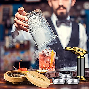 MGahyi Cocktail Smoker Kit with Torch(Without Butane) 4 Flavors Wood Chips for Drink Smoker,Old Fashioned Smoker Kit for Bourbon/Whiskey,Ideal Gifts for Men,Dad,Husband，Valentine's Day Gift (B)