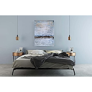 SYGALLERIER Large Abstract Canvas Wall Art with Gold Foil - Modern Coastal Oil Paintings - Contemporary Beach Pictures for Living Room Bedroom Bathroom Decor