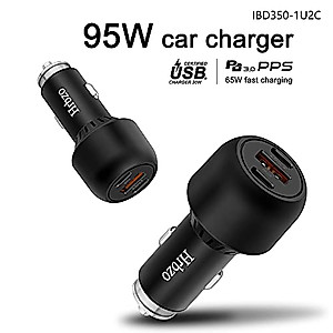 Hrbzo 95W Car Charger 3-Port(USB-C 65W&USB-C 30W&USB-A) All Metal Fast Car Charger Adapter car Charger car Cigarette Accessories USB Charger Compatible with MacBook iPhone13/12/11/8 and More