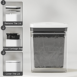 Sooyee Bathroom Trash Can with Lid Automatic Garbage Can,3.7 Gallon Smart Trash Can,14 L Plastic Trash Bin,Touchless Trash Can for Kitchen,Office,Bedroom,Bathroom,Living Room,White