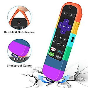 3 Pack Case for TCL Roku TV Steaming Stick 3600R Remote,Silicone Cover Roku Voice/Express/Premiere Remote Controller Skin Protective Universal Replacement Sleeve Protector-Glow Blue,Glow Green,Rainbow