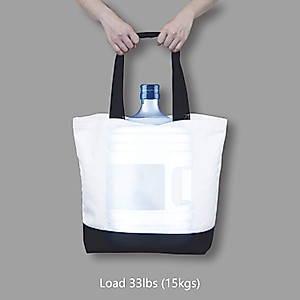 TOPDesign 1 | 3 | 6 | 12 | 24 Pack Super Strong Large 12oz Cotton Canvas Tote Bag, Reusable Grocery Shopping Cloth Bags, Fashionable Two-Tone Bags for Crafts, DIY Your Creative Designs (Pack of 1)