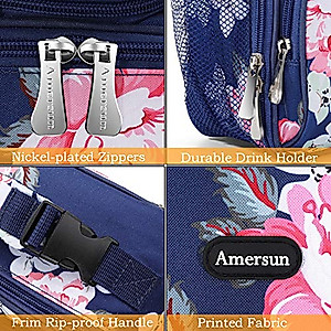 Amersun Kids Lunch Bag, Insulated School Lunch Bag with Padded Liner Keeps Food Warm Cold Longer Time,Thermal Travel Office Lunch Cooler for Teen Girls-2 Pocket,Blue Rose