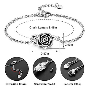 XIUDA Urn Bracelet for Ashes Rose Ashes Bracelet for Women Cremation Bracelet Ashes Holder Bangle Link Chain