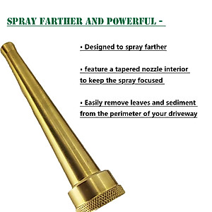 KOMANDE 6" Garden Water Hose Nozzle for Yard - Heavy Duty Solid Brass PowerBlast Super Sweeper High Pressure 3/4 Inch GHT Thread Inlet - for Cleaning Driveway, Pool, Kennel and Car