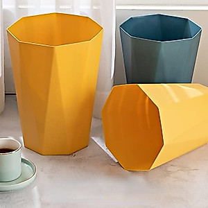 MRBJC Trash Can, Wastebasket and Recycling Plastic Garbage Container Bin for Bathroom, Dorm, Powder Room, Kitchen, Office Yellow 16.5x29.5cm