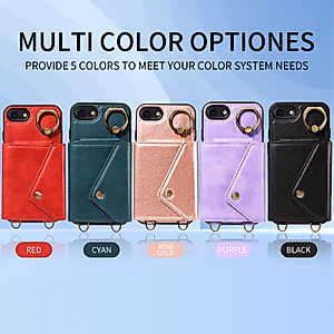 YIRRANZD Crossbody Wallet Case for iPhone SE 2020 / SE 2022/8 / 7 with Card Holder, Leather Case with Long Shoulder Strap, Purse Shockproof Flip Cover for iPhone SE 2020 / SE 2022/8 / 7 (Black)