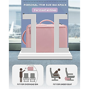 FALARK INC Travel Backpack For Women, 35L Carry On Backpack Flight Approved, Waterproof Personal Item Travel Bag Suitcase Backpack With USB Hole For Weekender, Traveling, Pink