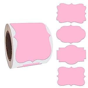 2"x3" Pink Label Stickers, Self-Adhesive Valentine's Day Gift Tag Stickers, Write on Blank Labels for Essential Oil Bottles, Gifts, Name Tags, Fancy Shapes 200PCS