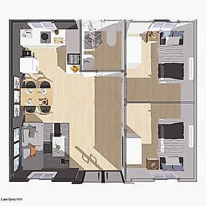 20ft Portable Prefabricated Tiny Mobile Home, Mobile Expandable Prefab House, 2 Bedrooms 1 Bathroom, Living & Kitchen,Spacious, Waterproof Expandable Container Houses