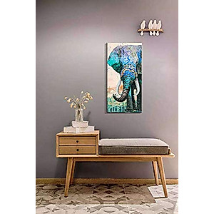 Home Wall Art Décor of The Hand-Painted Elephant, African Animals Graphic Artwork Painting Print for Wall Decor(Waterproof Artwork, Bracket Mounted Ready to Hang)