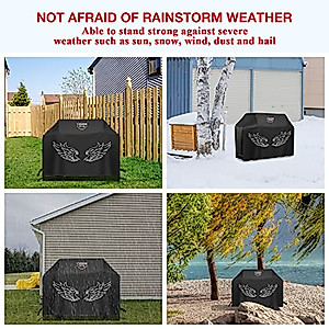 Cegsin Grill Cover, 58 Inch Waterproof BBQ Grill Cover, UV and Fade Resistant Gas Grill Cover, 600D Outdoor Eagle Wing Barbecue Gas Grill Cover Fits Grills of Weber Brinkman Char-Broil, Etc-Black