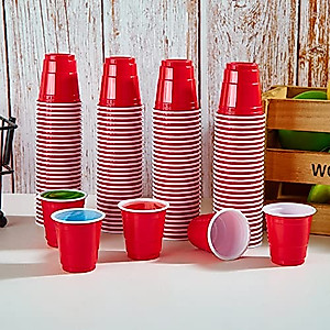 Lilymicky 1080 PACK 2 oz Plastic Shot Glasses, Red Disposable Plastic Cups, Mini Red Shot Cups, 2 oz Party Cups for Jello Shots and Tasting