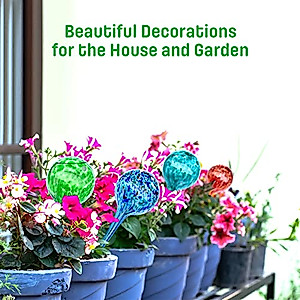 Pirhom Large Plant Watering Globes-Set of 4 | Durable Glass Automatic Waterer for Indoor Outdoor Plants | Up to 2 Weeks Hands Free | Ideal for Vacation Watering & Garden Decoration | 12"x3.5"