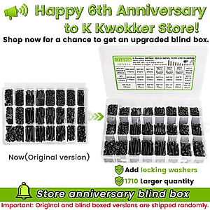 K Kwokker 1710Pcs Metric Bolt Assortment M2 M3 M4, 21 Sizes 4MM to 30MM Upgraded Zinc Plated Hex Socket Head Cap Machine Screws, 12.9 Alloy Steel Bolts and Nuts Kit Screws Nuts and Washers