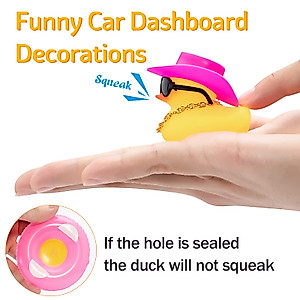 wonuu Car Rubber Duck, Yellow Duck Decoration Dashboard with Sun Hat Swim Ring Necklace Sunglasses for Car Dashboard Decorations