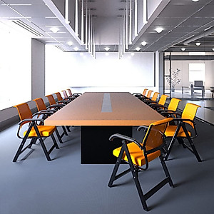 WIGSELBL Mesh Office Chair Ergonomic Computer Desk Chair Foldable Mid Back Stacking Arm Chair,Folding Nesting Chair Conference Room Chair with Padded Fabric Seat (Color : Blue)