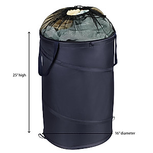 Household Essentials 2039 Pop-Up Laundry Hamper with Handles and Drawstring Closure, Blue