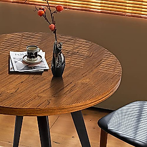 Comfy to go Round Dining Table, 31.5" Small Kitchen Table for 2-4 Person, Mid Century Modern Dining Table with 1.4" Thickness Wood Grain Tabletop for Dining, Living Room, Small Space (Brown)