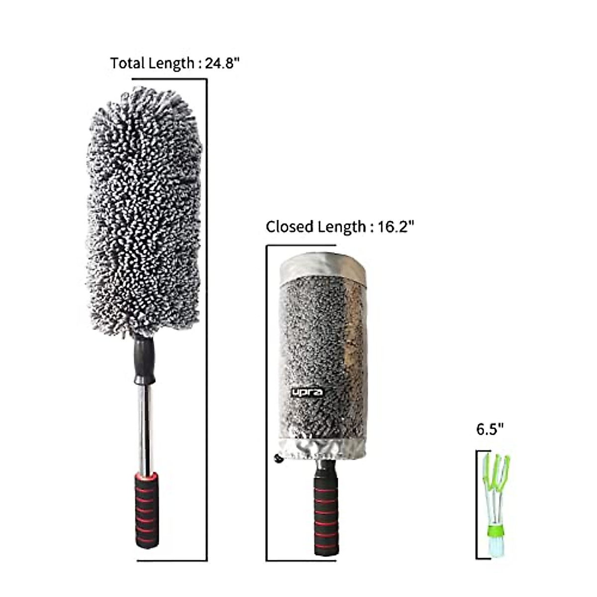 upra Effective Car Duster Kit Medium，Best Microfiber Multipurpose Duster,Interior &Exterior Cleaning Tools,Dashboard Detailing Brush,Scratch Lint Free,Pollen Removing,extendable Handle,Tuck,SUV,RV