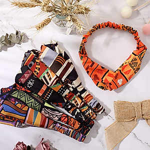 6 Pieces African Headbands Boho Print Headband Twist Knot Elastic Hair Bands Criss Cross Headband Workout Yoga Sports Hair Accessories for Women Girls