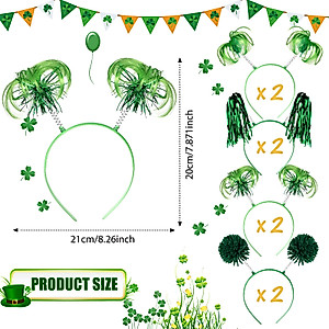 Censen 8 Pcs Pom Pom Headbands Party Headbands Tinsel Wrapped Ponytails Headbopper Headwear for Halloween Birthday Festival(Green)