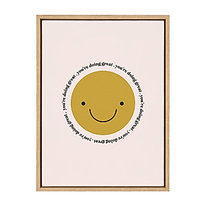Kate and Laurel Sylvie Your Doing Great Framed Canvas Wall Art by Duchess Plum, 18x24 Natural, Calming Art for Wall