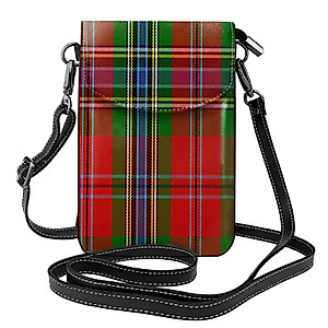 Small Crossbody Scottish Clan MacLean Tartan Crossbody Purse Bag Fashion Cell Purse Wallet For Women/Girls Gift, Black