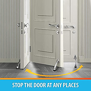 Door Stopper - 2 Pack 4 Inch Door Stop, Door Stops Kickstand, Door Stopper Hinge, Non-Slip Rubber, Metal Door Stopper, Door Holder, Door Stoppers