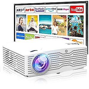 Upgraded Native 1080P Projector, 9500Lumens Full HD Projector, Smartphone Synchronization, Compatible with TV Stick/PS4/DVD Player/HDMI/AV/VGA for Indoor and Outdoor Movies