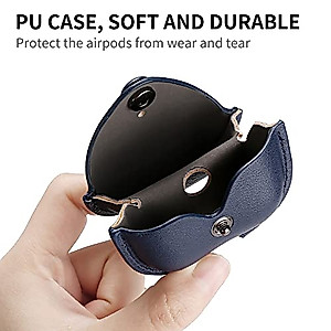 MODOS LOGICOS Case Cover for Air Pods 3 (2021), Leather Case with Secure Snap-Fastener Compatible with Apple AirPods 3rd Generation Charging Case - Blue