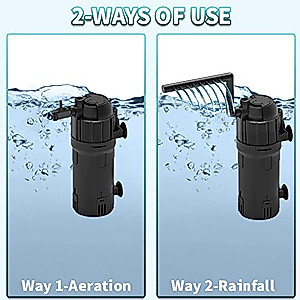 U-V Fish Tank Filter, 5 in 1 Aquarium Filter Media Submersible Internal Filter Adjustable Water Outlet Direction Canister Pump 5-20 Gallon Filters for Aquarium Tank, Fish Tank, Turtle Tank, 96 GPH